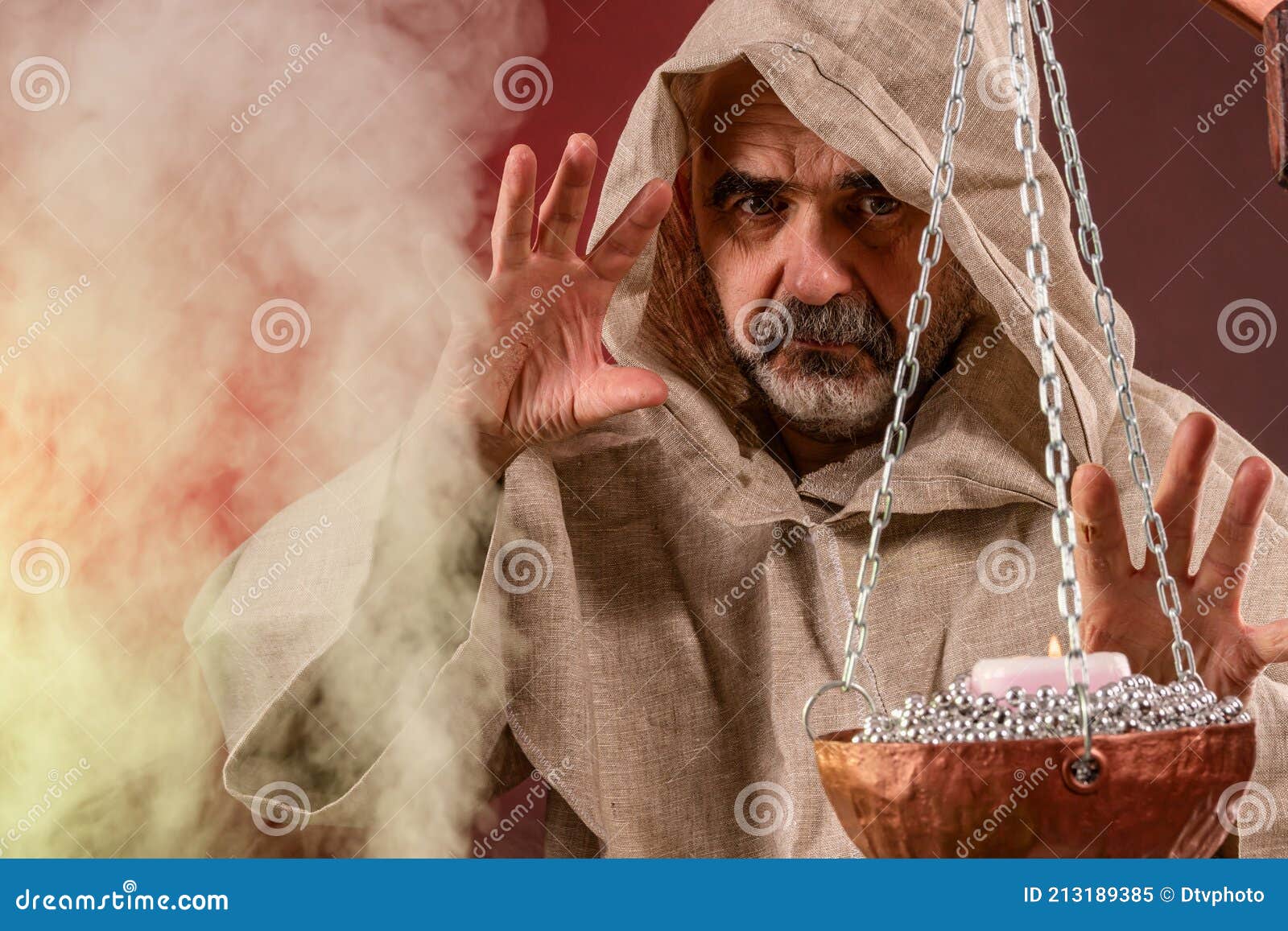 Old Evil Magician Casts Magic Spells Stock Image - Image of burn, hands ...