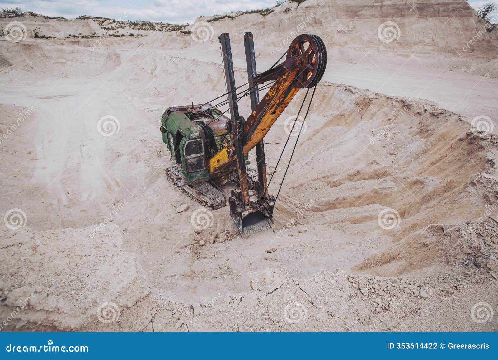 Old Excavator Stands on a Chalk Quarry. a Quarry Excavator Loader ...