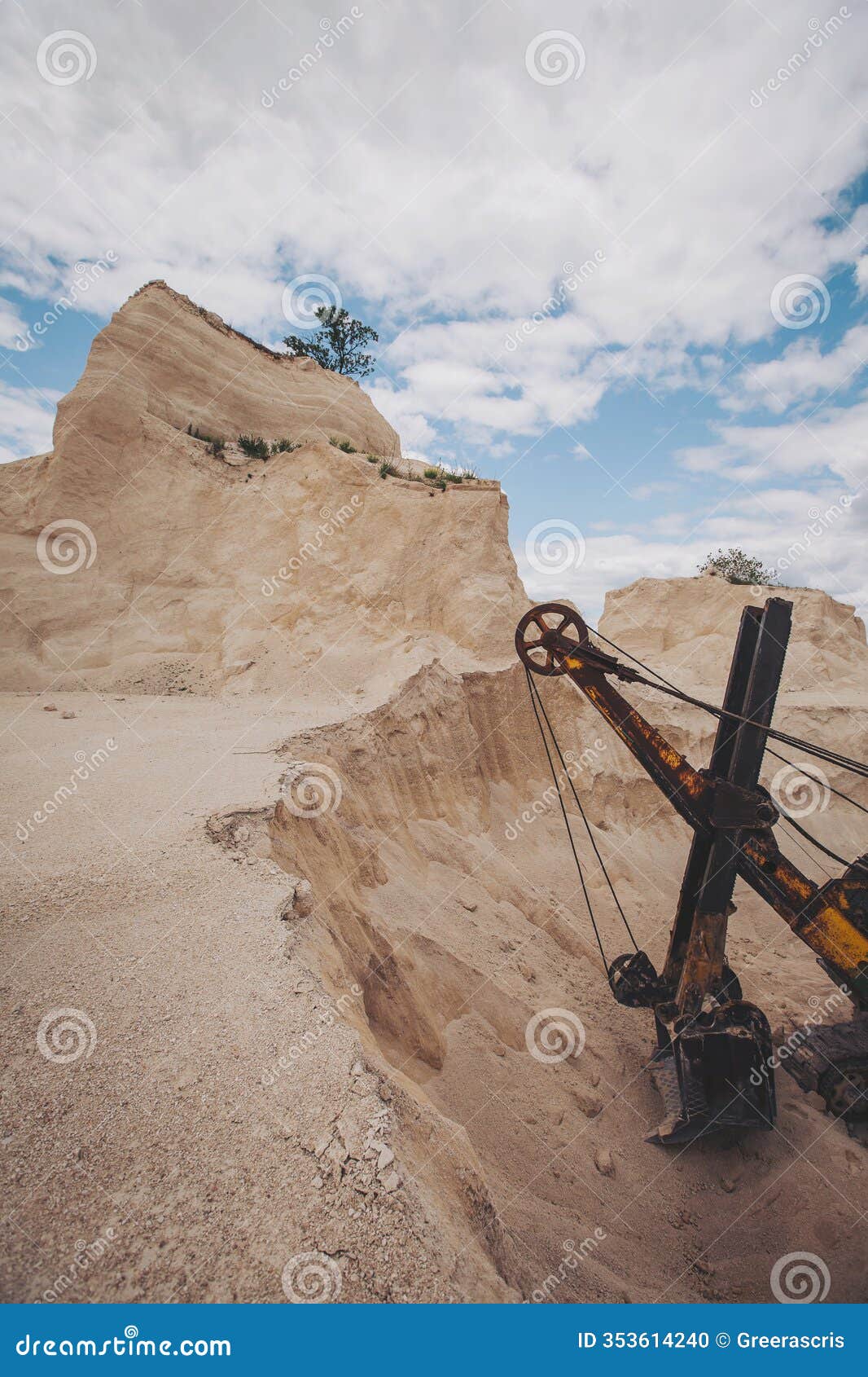 Old Excavator Stands on the Territory of a Chalk Quarry. a Quarry ...