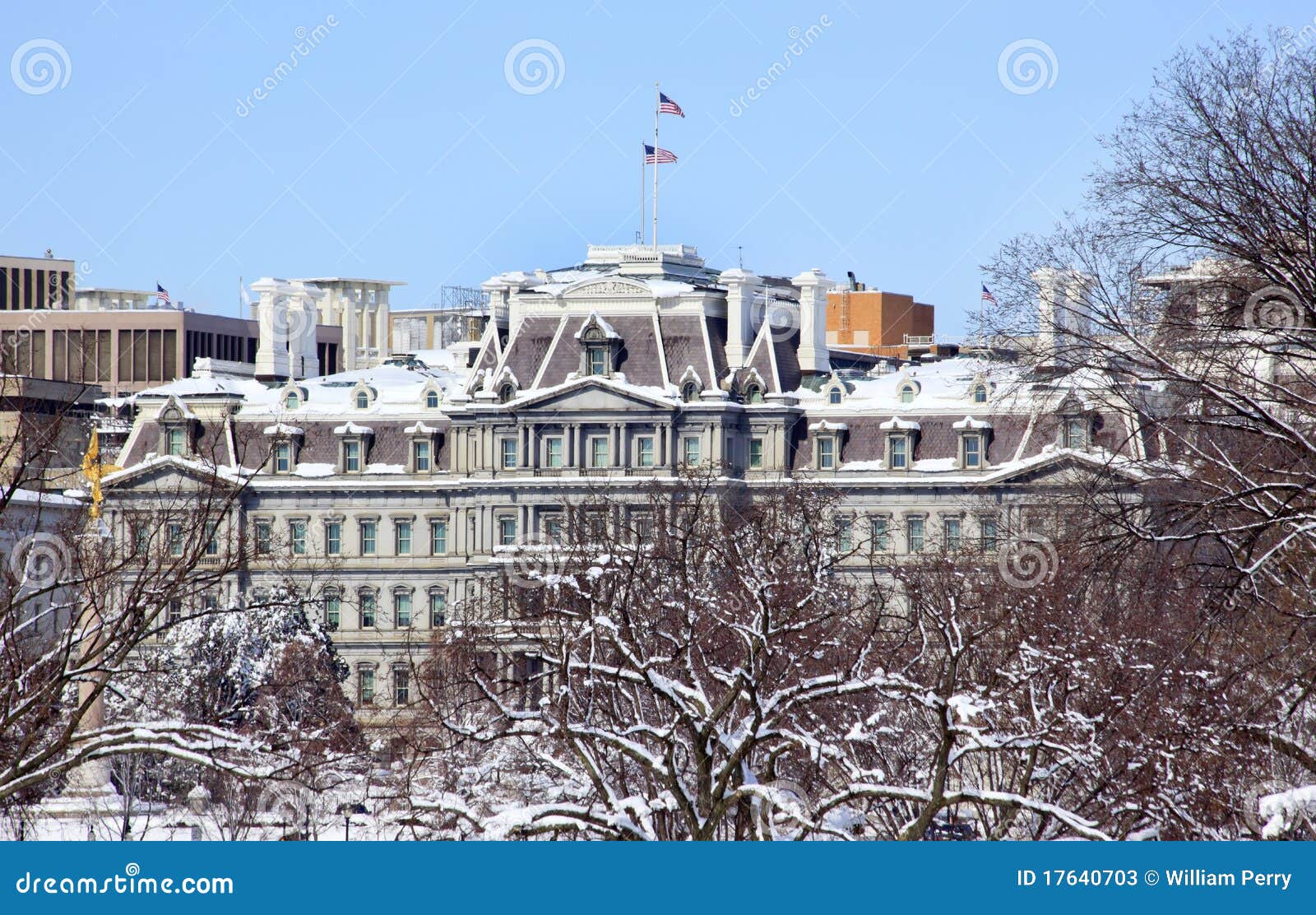 Old Excecutive Office Building Snow Washington Stock Image - Image of ...