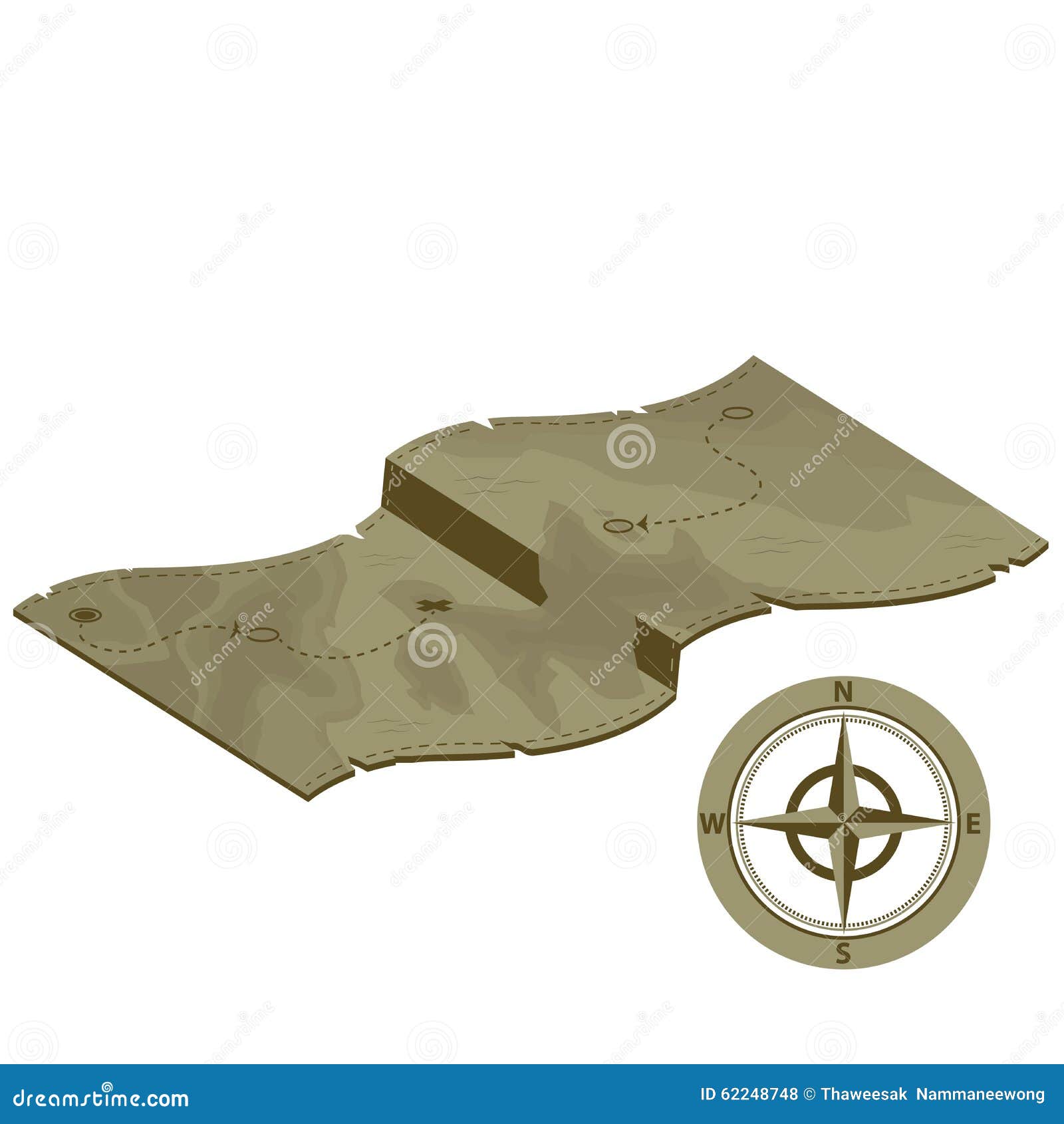 Old Explorer Map and Compass Stock Vector - Illustration of travel ...