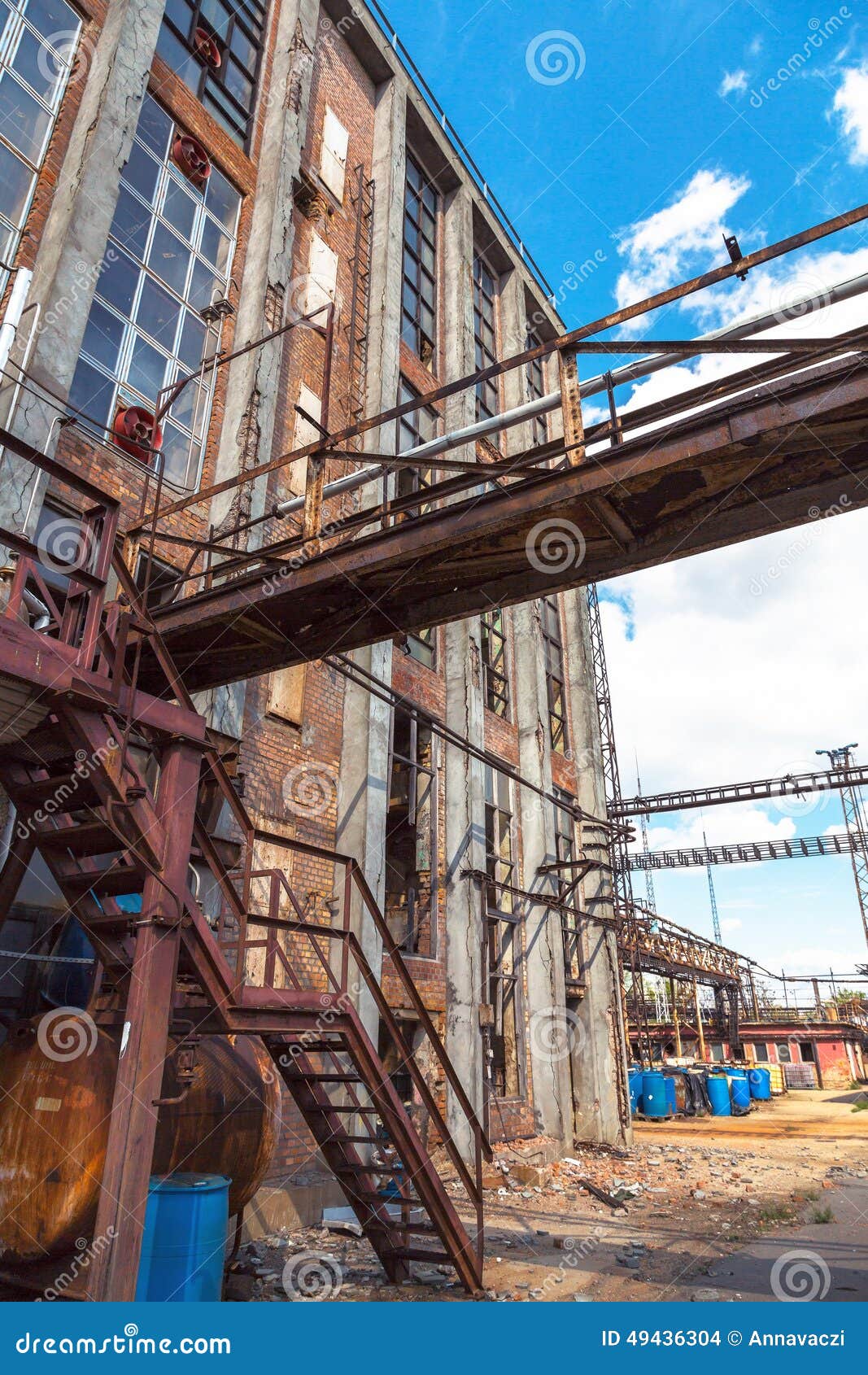 Old Factory Against Blue Sky Stock Photo - Image of decayed, industrial ...