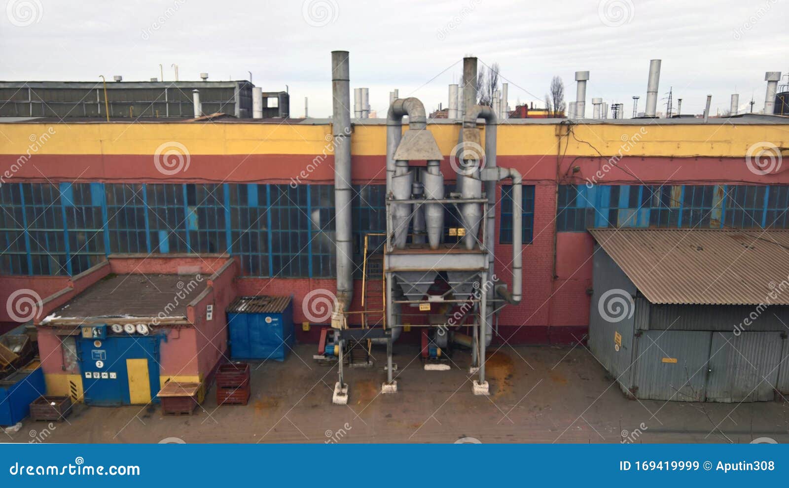 Old Factory Building. Color Facade Stock Image - Image of facade ...