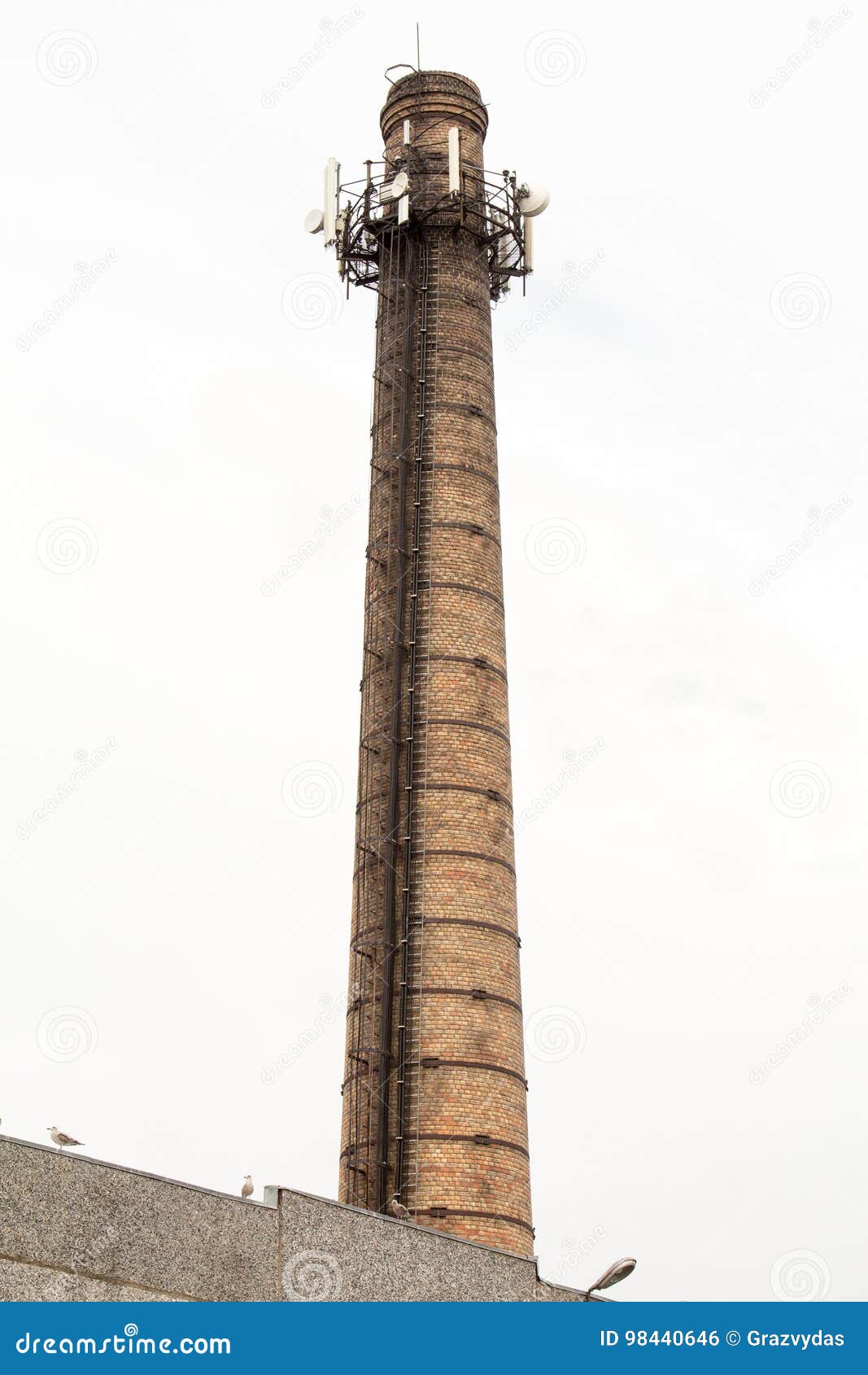 Old Factory Chimney with Antennas Stock Photo - Image of equipment ...