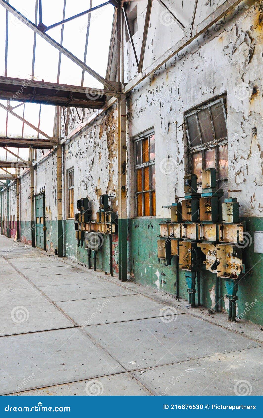 Old factory hall stock photo. Image of iron, building - 216876630