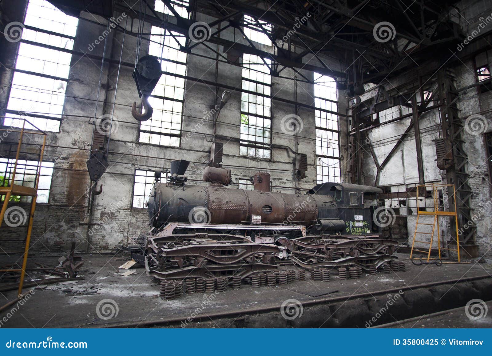 Old Factory Hall with Train Stock Image - Image of manufacturing ...