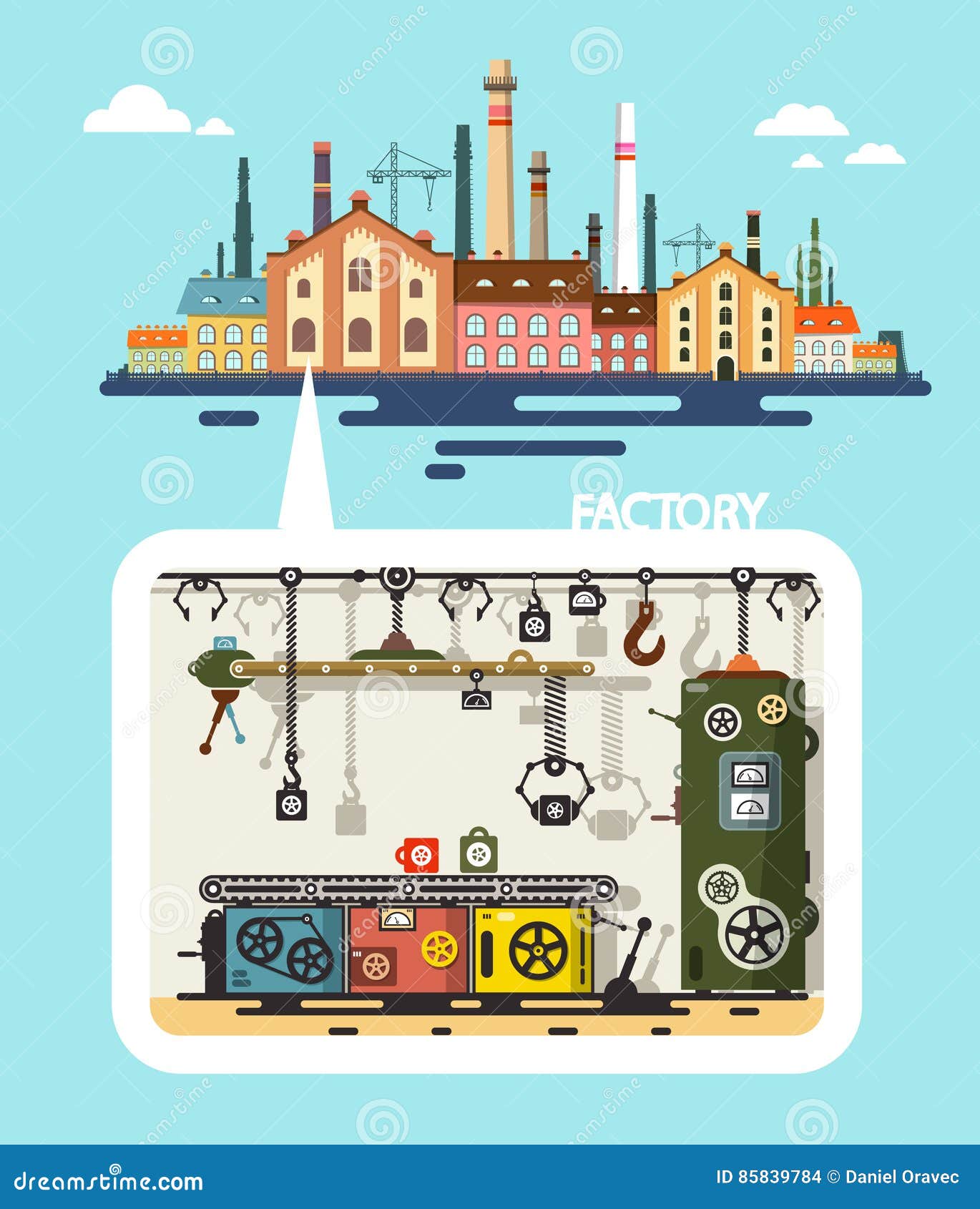 Old Factory - Industrial Flat Design Vector Building Stock Illustration ...