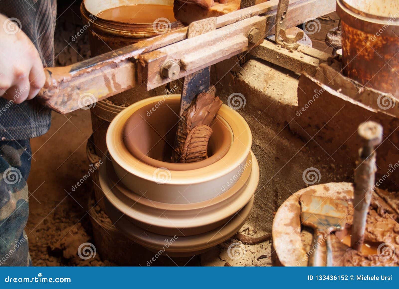 Pottery, old factory stock photo. Image of molding, machinery - 133436152