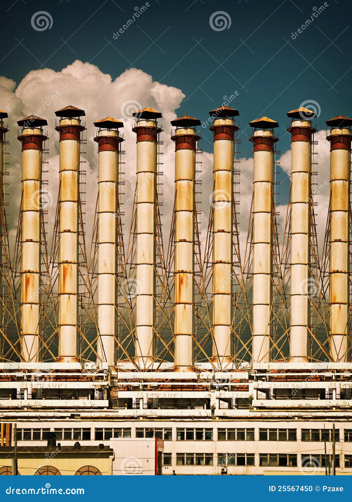 Old Factory on Sky Background Stock Photo - Image of metallic ...