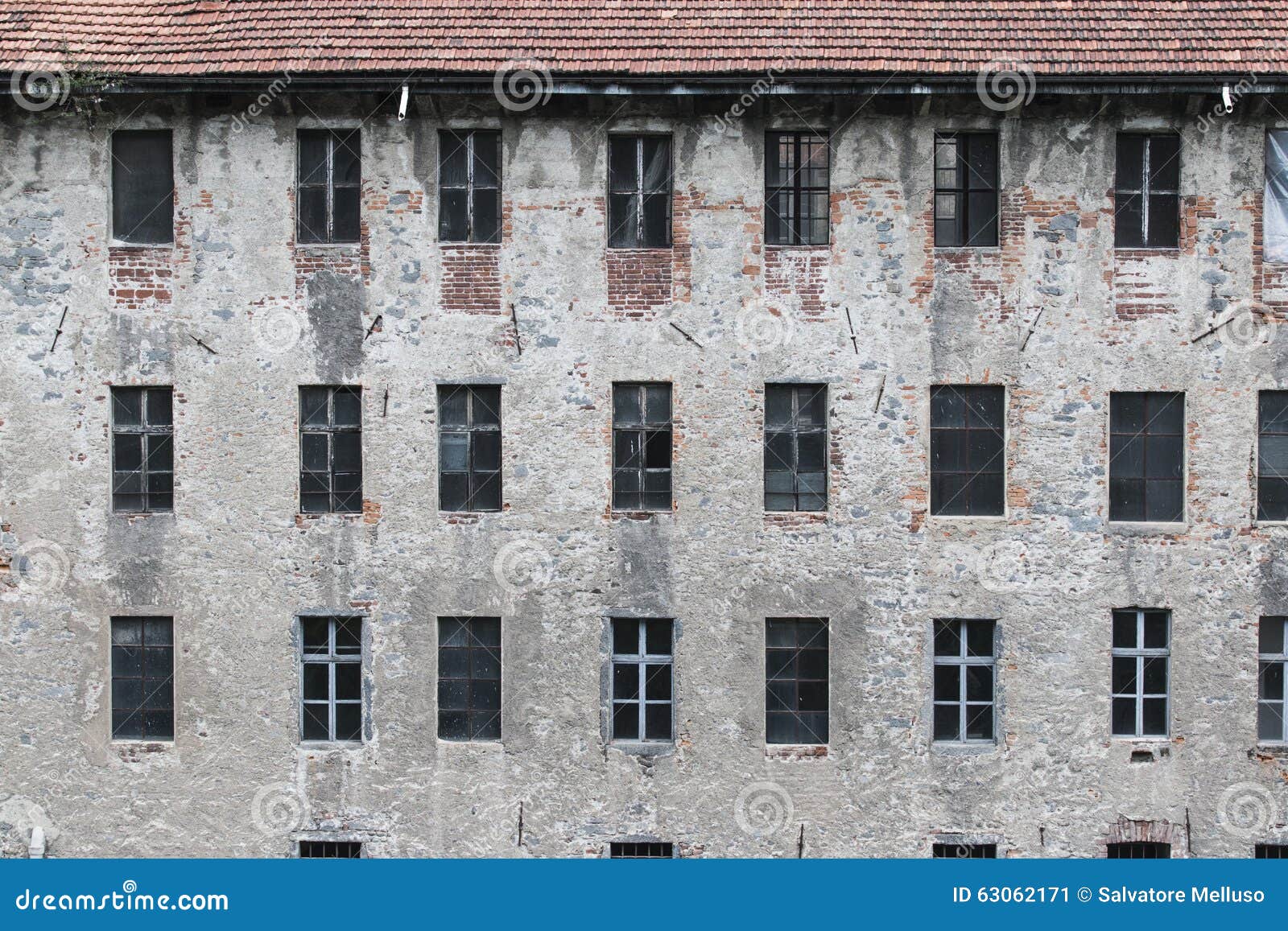 Old Factory or Warehouse External Wall Stock Image - Image of aged ...