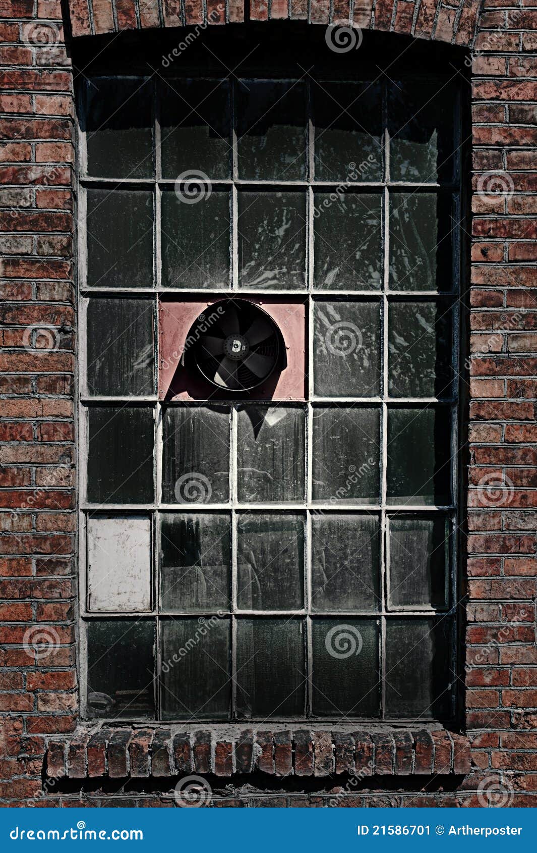 Old Factory Window with Fan Stock Image - Image of industry, heat: 21586701