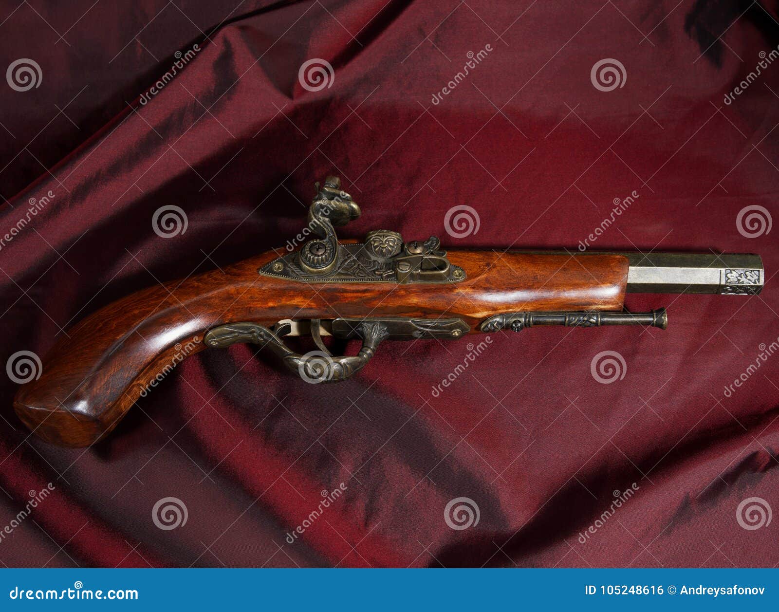 An Old Fake Gun on a Bright Cloth. Stock Photo - Image of weapons ...
