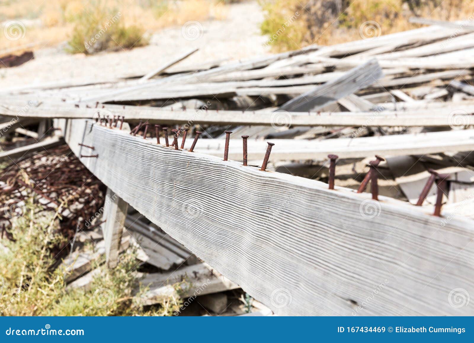 Old Fallen Apart Building with Nails Sticking Out of Every Surface ...