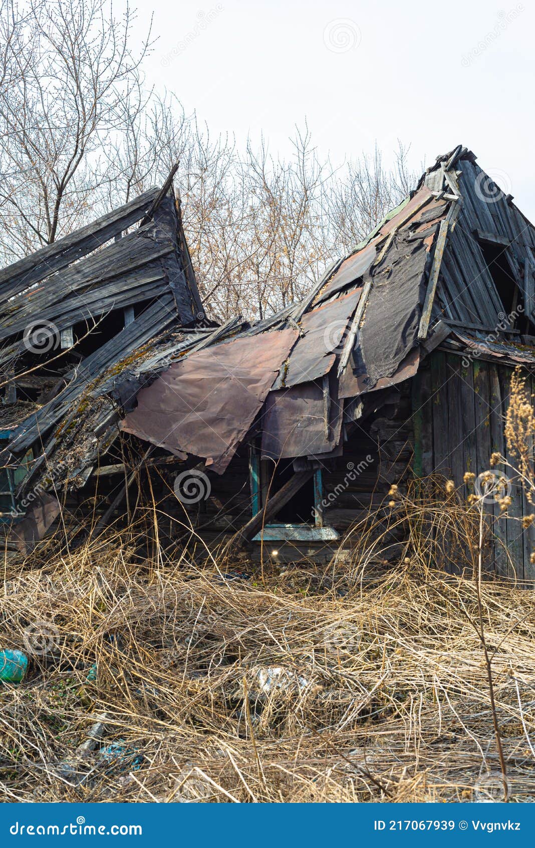 Old and Falling Apart from Old Age Rustic Wooden House Stock Image ...
