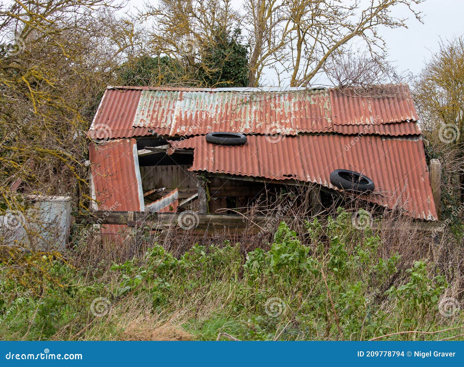 Abandoned Corrugated Iron House And Truck Stock Photo | CartoonDealer ...
