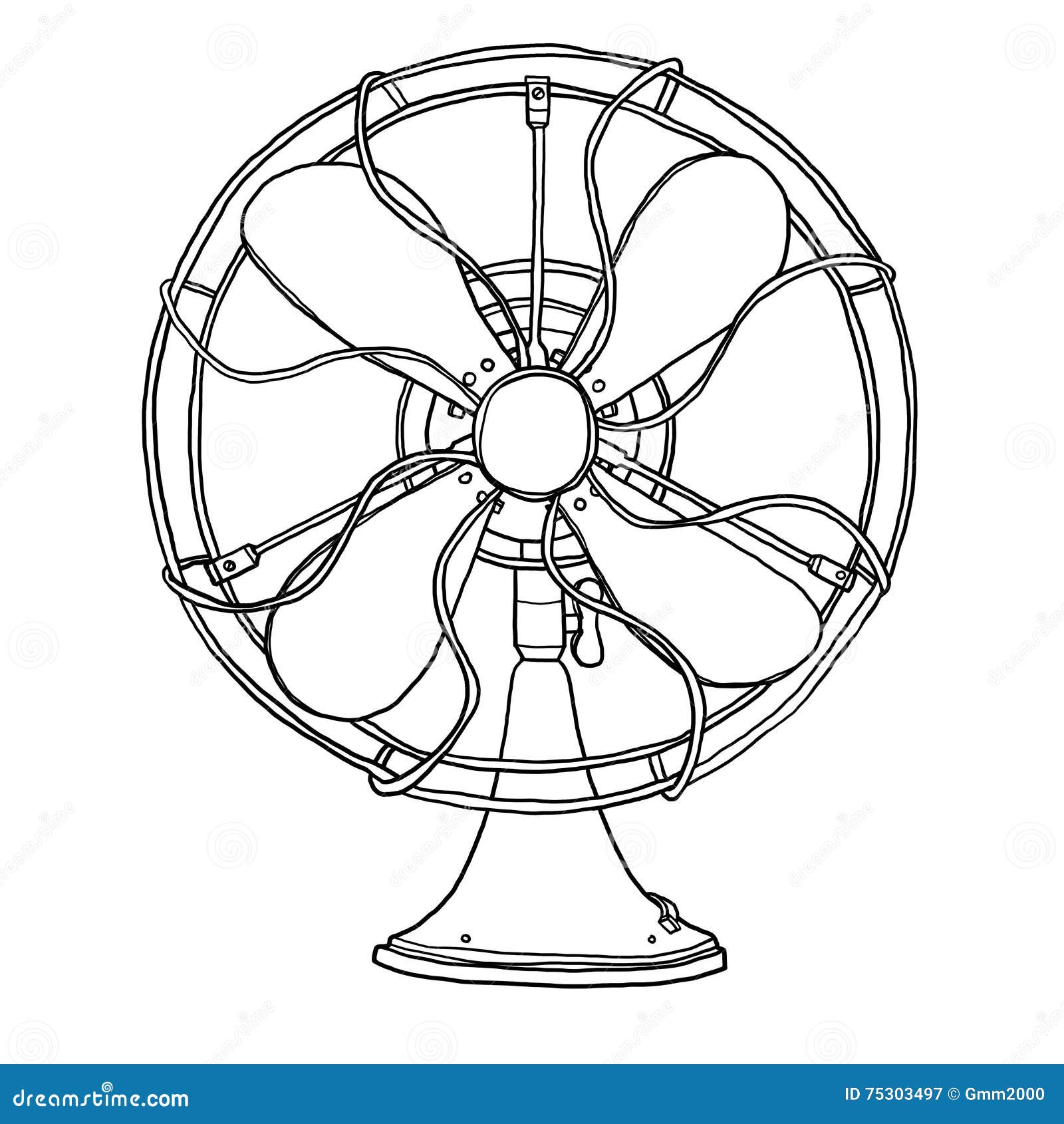 Old Fan Hand Drawn Cute Line Art Illustration Stock Illustration ...