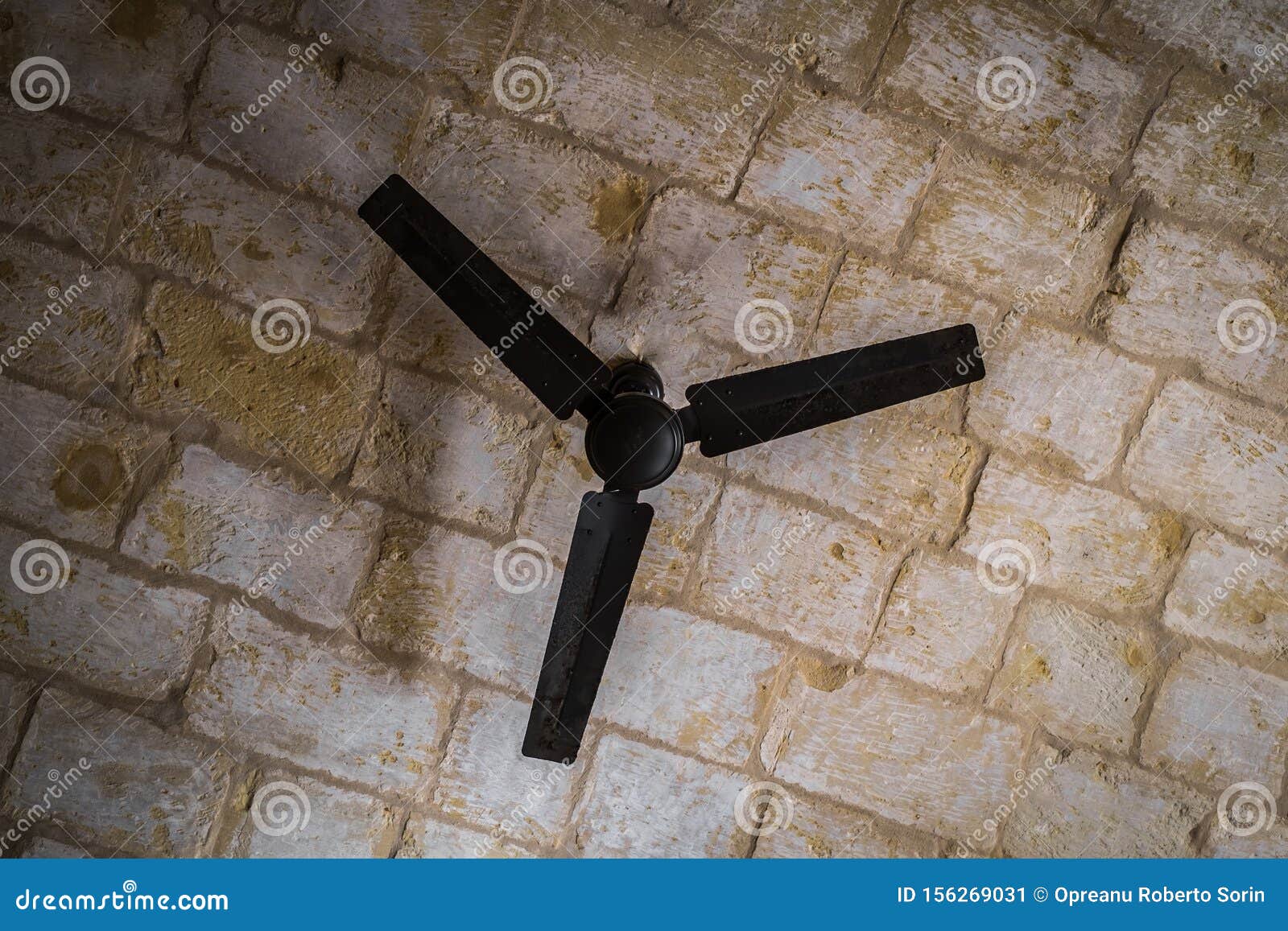 Old Fan on the on the Limestone Ceiling Stock Image - Image of floor ...