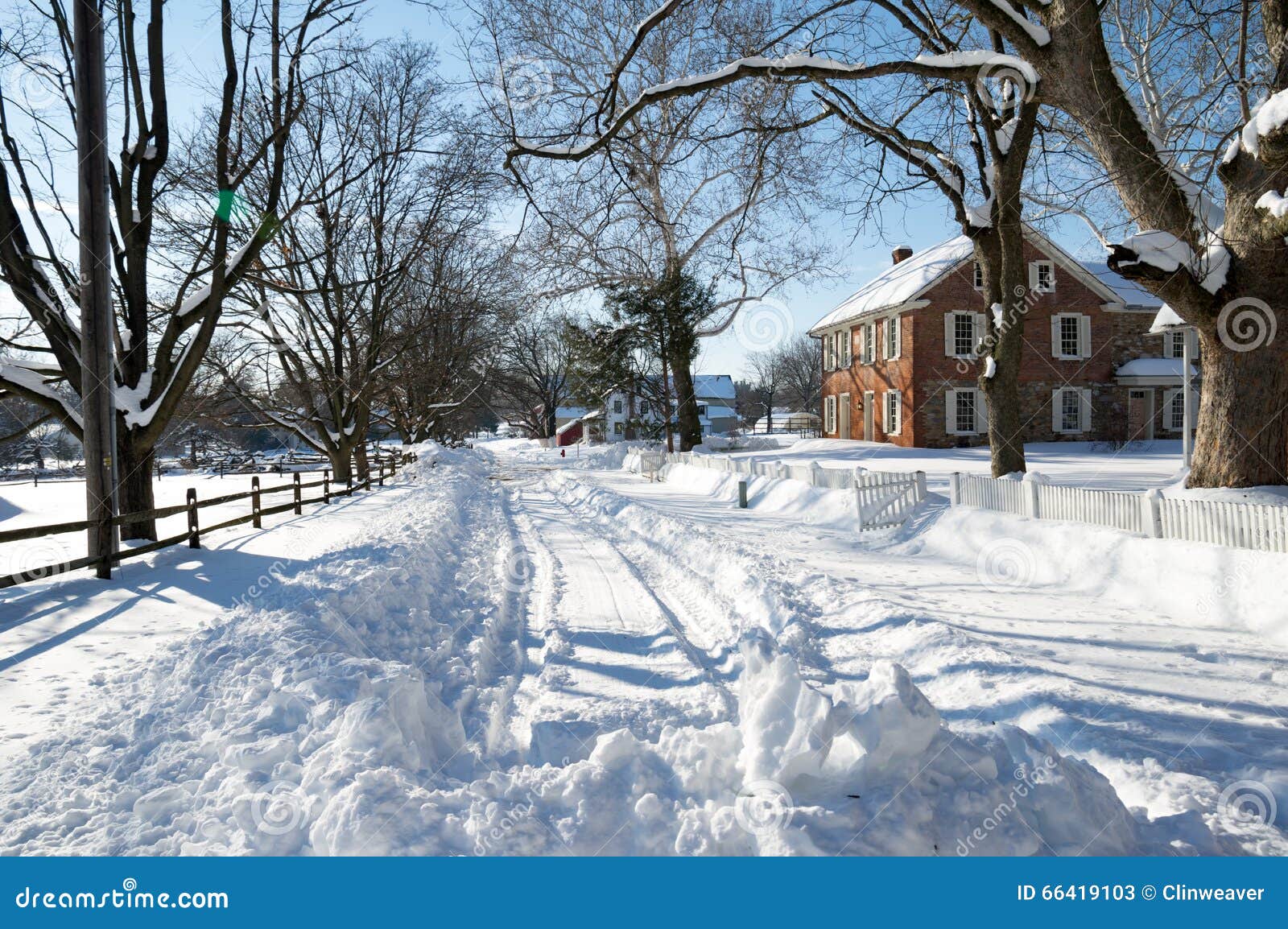 Old Farm Buildings in Winter Stock Image - Image of fence, rail: 66419103