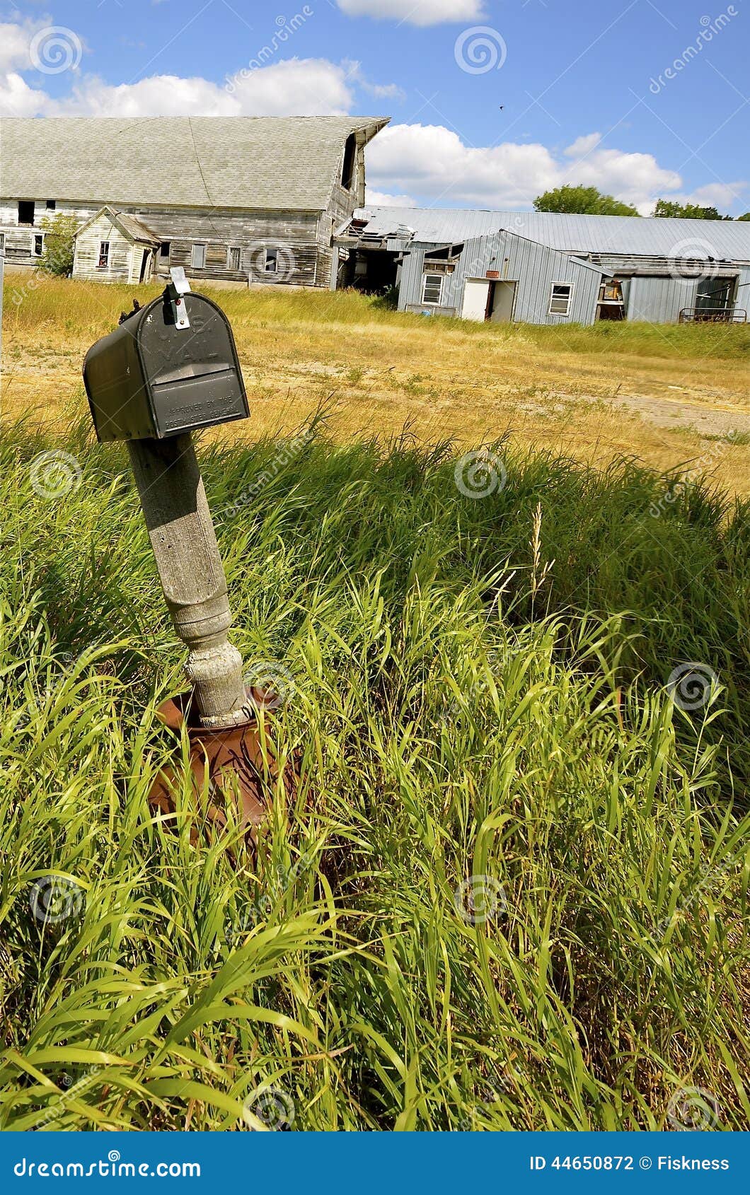 Old farm falling to ruins stock photo. Image of mailbox - 44650872