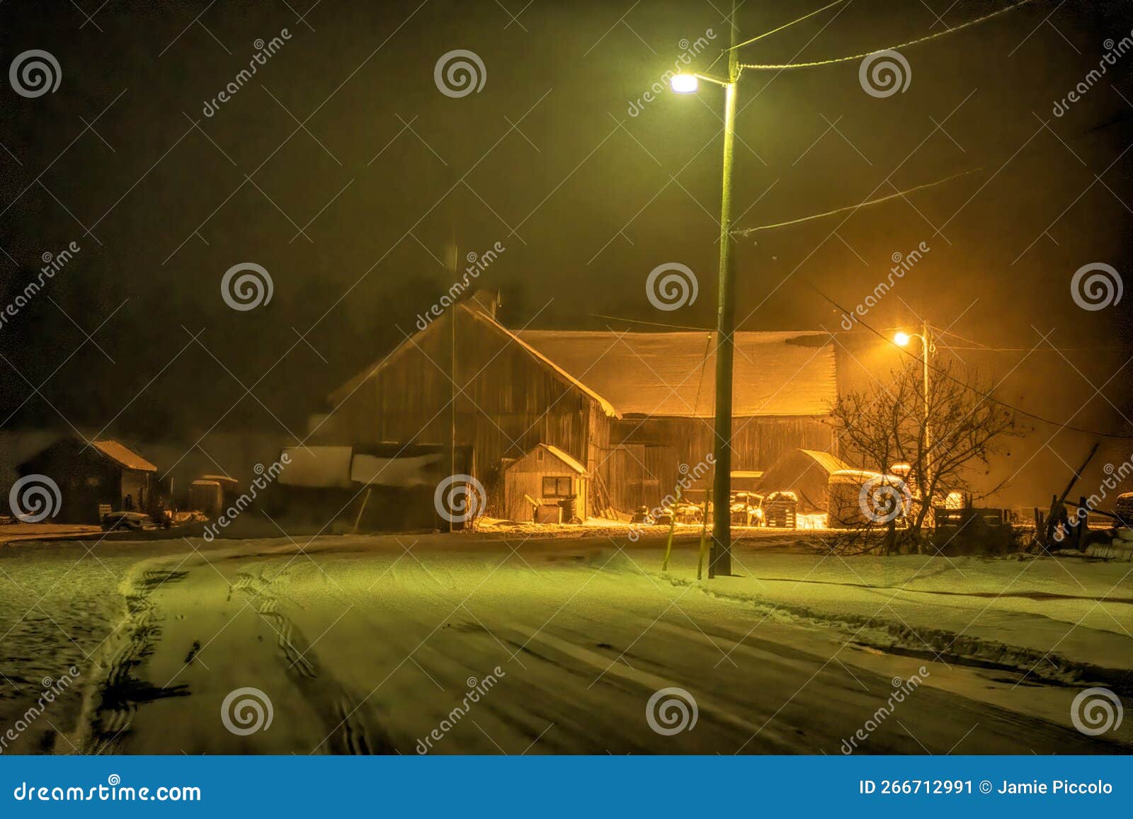 Old farm at night stock image. Image of dusk, road, farm - 266712991