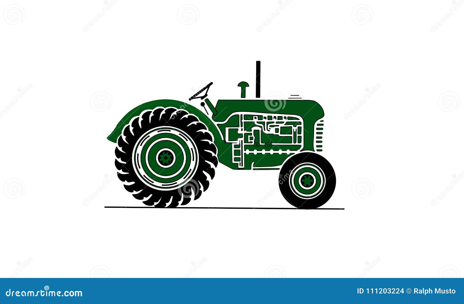 Old Farm Tractor Illustration in Green Stock Illustration ...