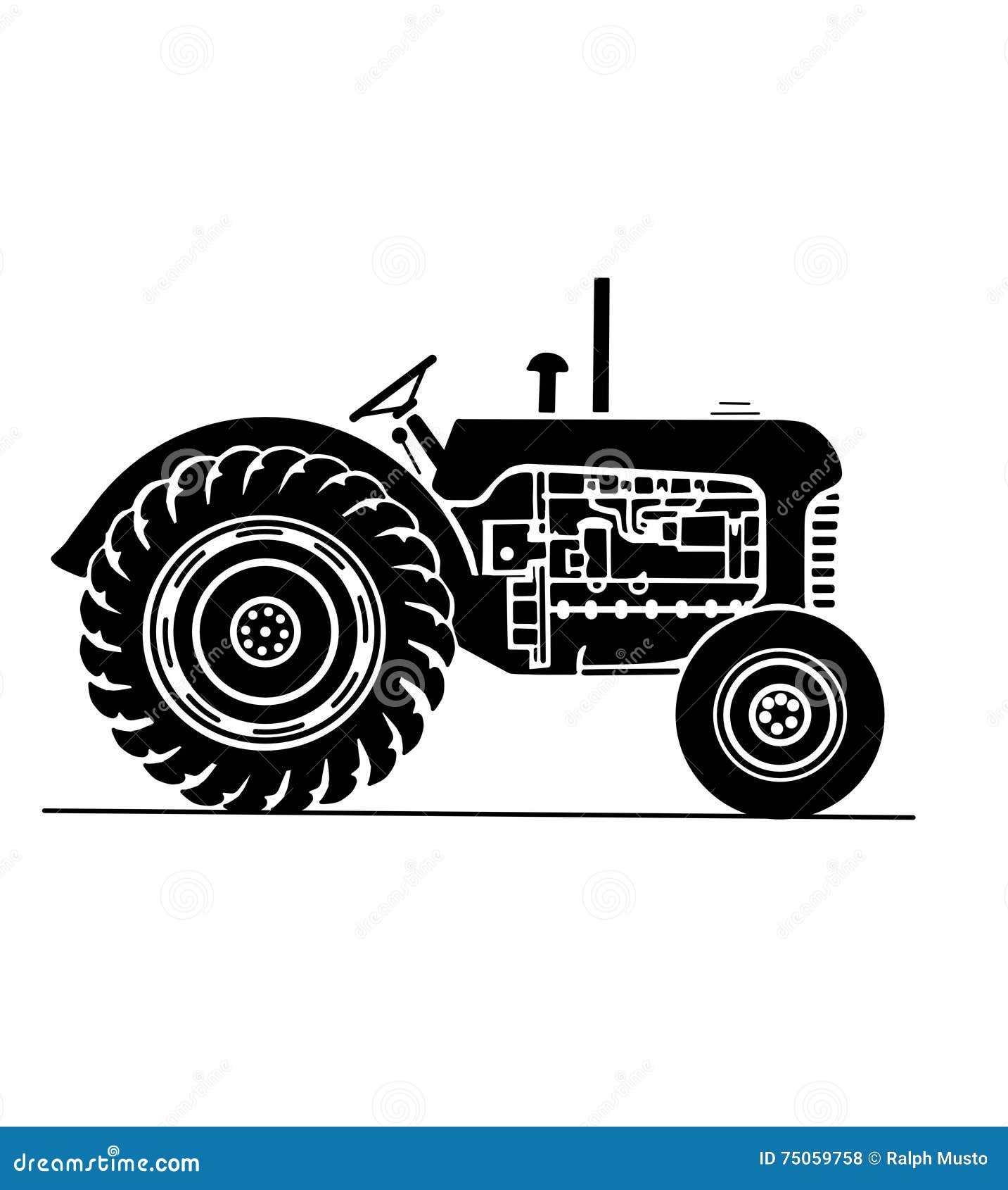 Old Farm Tractor Side on View Illustration Stock Vector - Illustration ...
