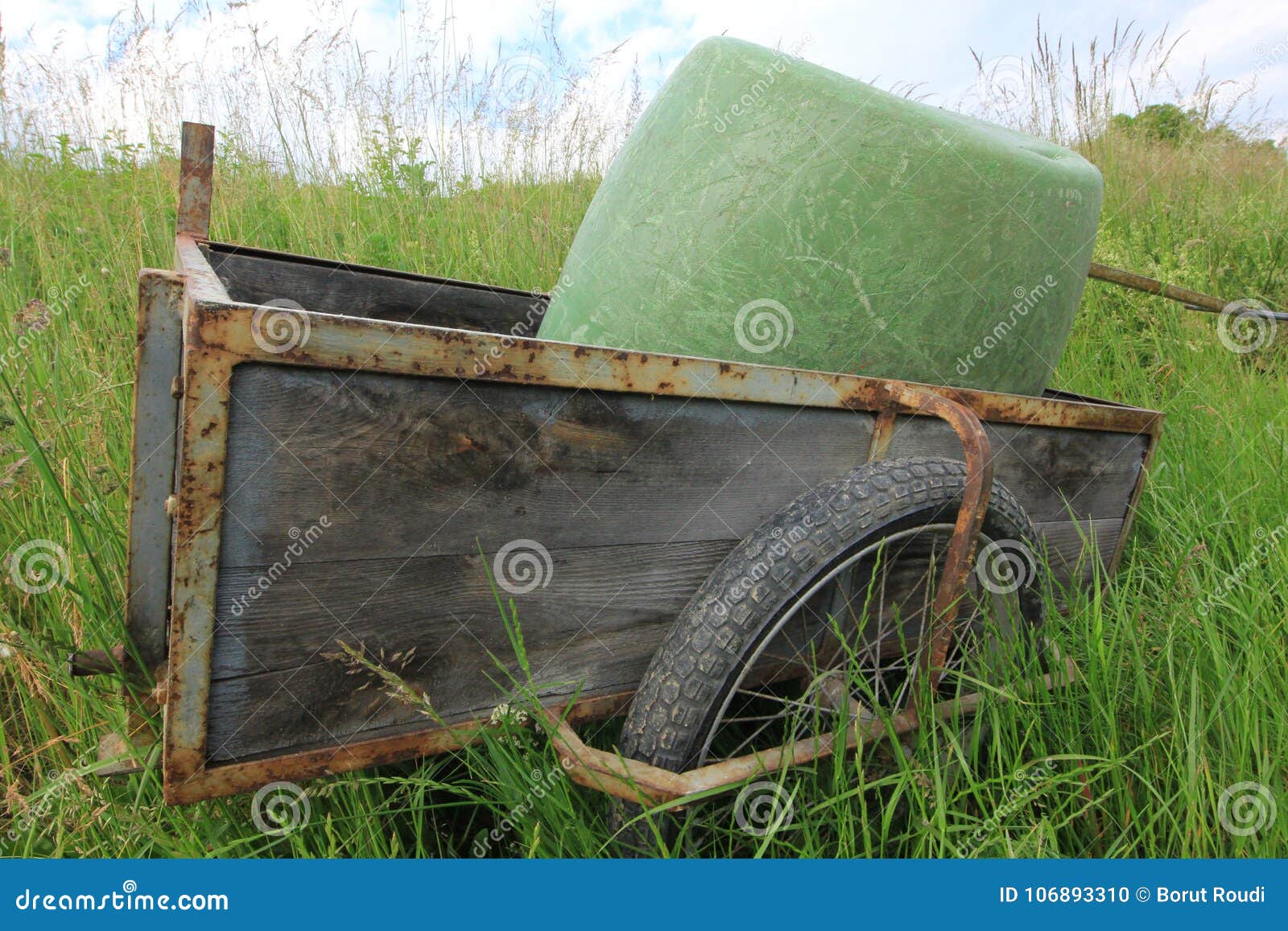 Farm Trailer stock photo. Image of grass, iron, antique - 106893310