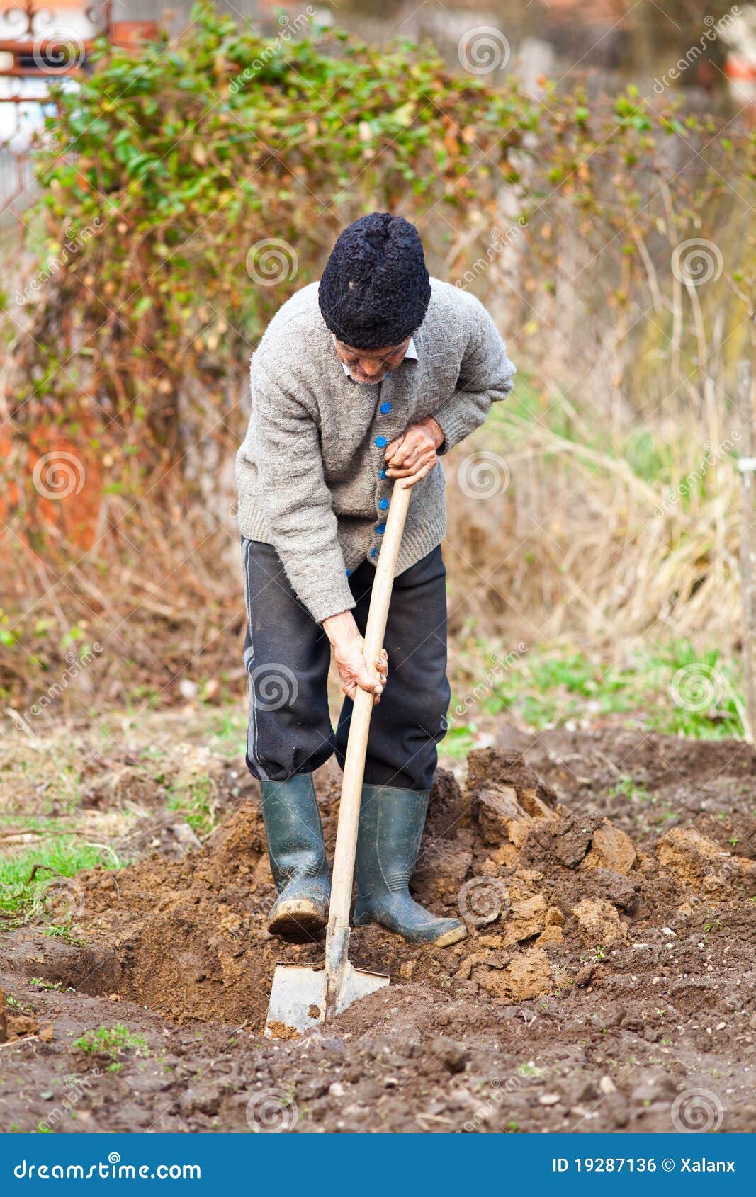 Farmer Digging Spring Farmland Soil Stock Image | CartoonDealer.com ...
