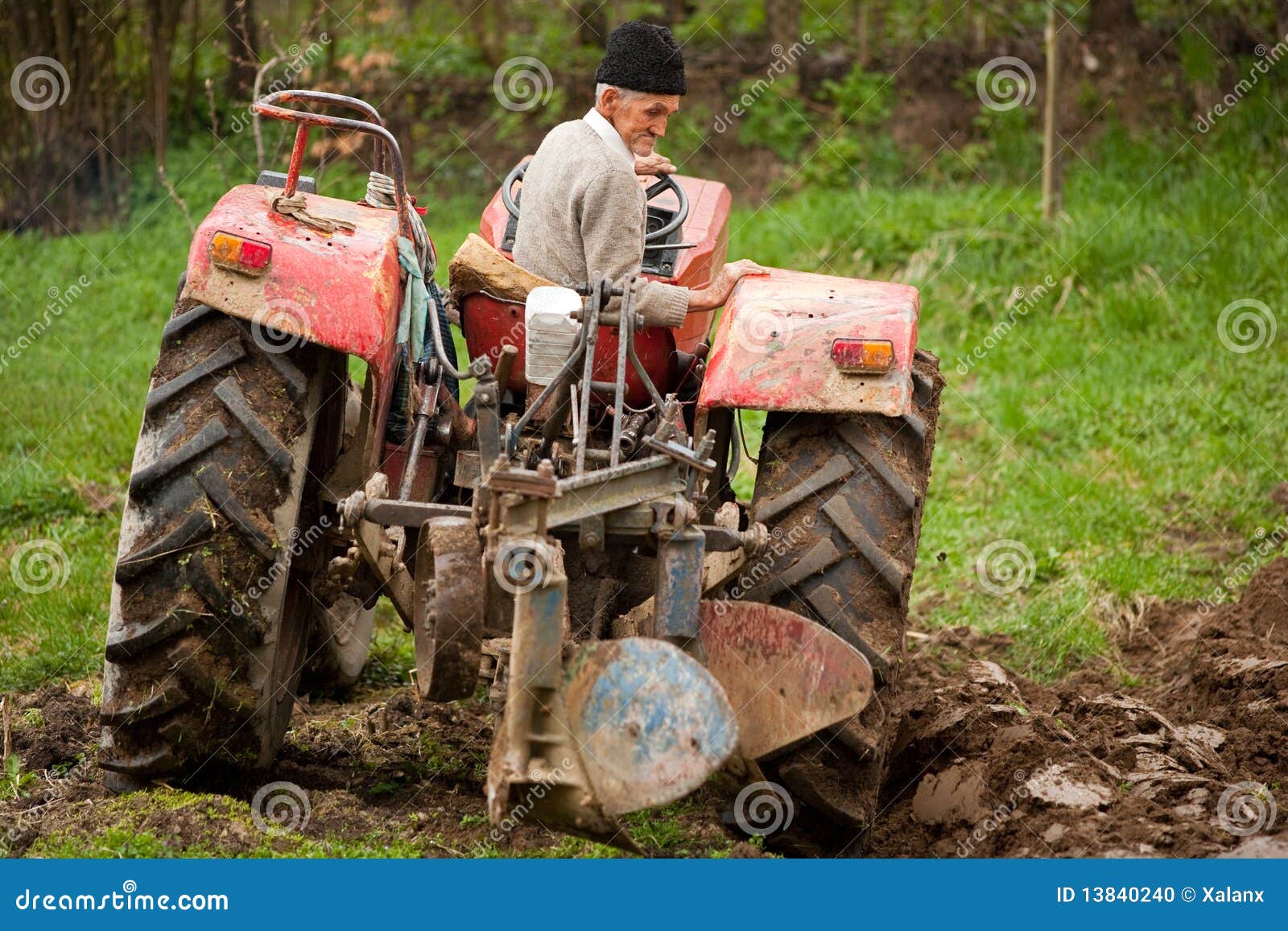 Old farmer plowing stock photo. Image of bush, plowing - 13840240