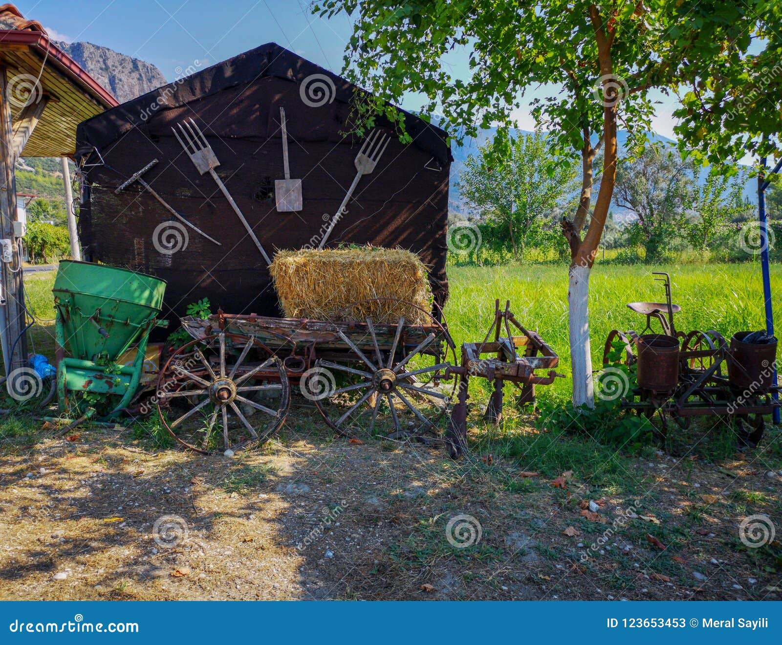 Old farmer unused tools stock image. Image of barn, equipment - 123653453