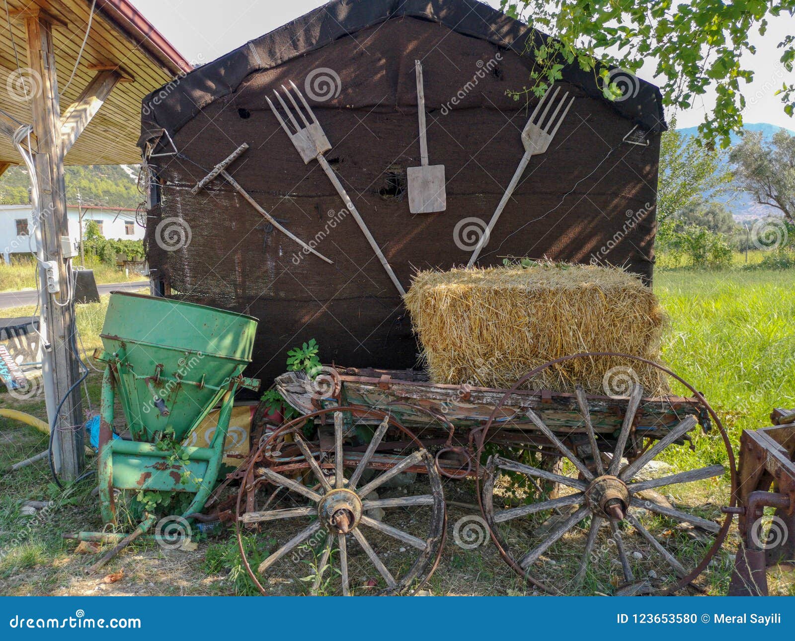 Old farmer unused tools stock photo. Image of longer - 123653580