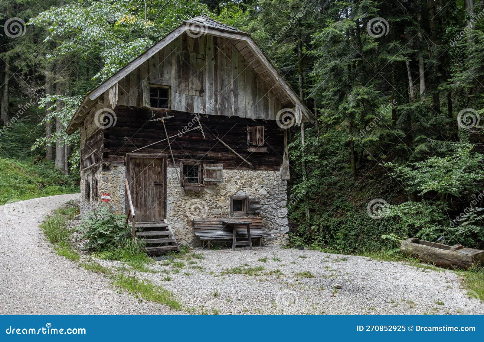 Old Farmhouse at a Gravel Road Stock Image - Image of trees, wooden ...