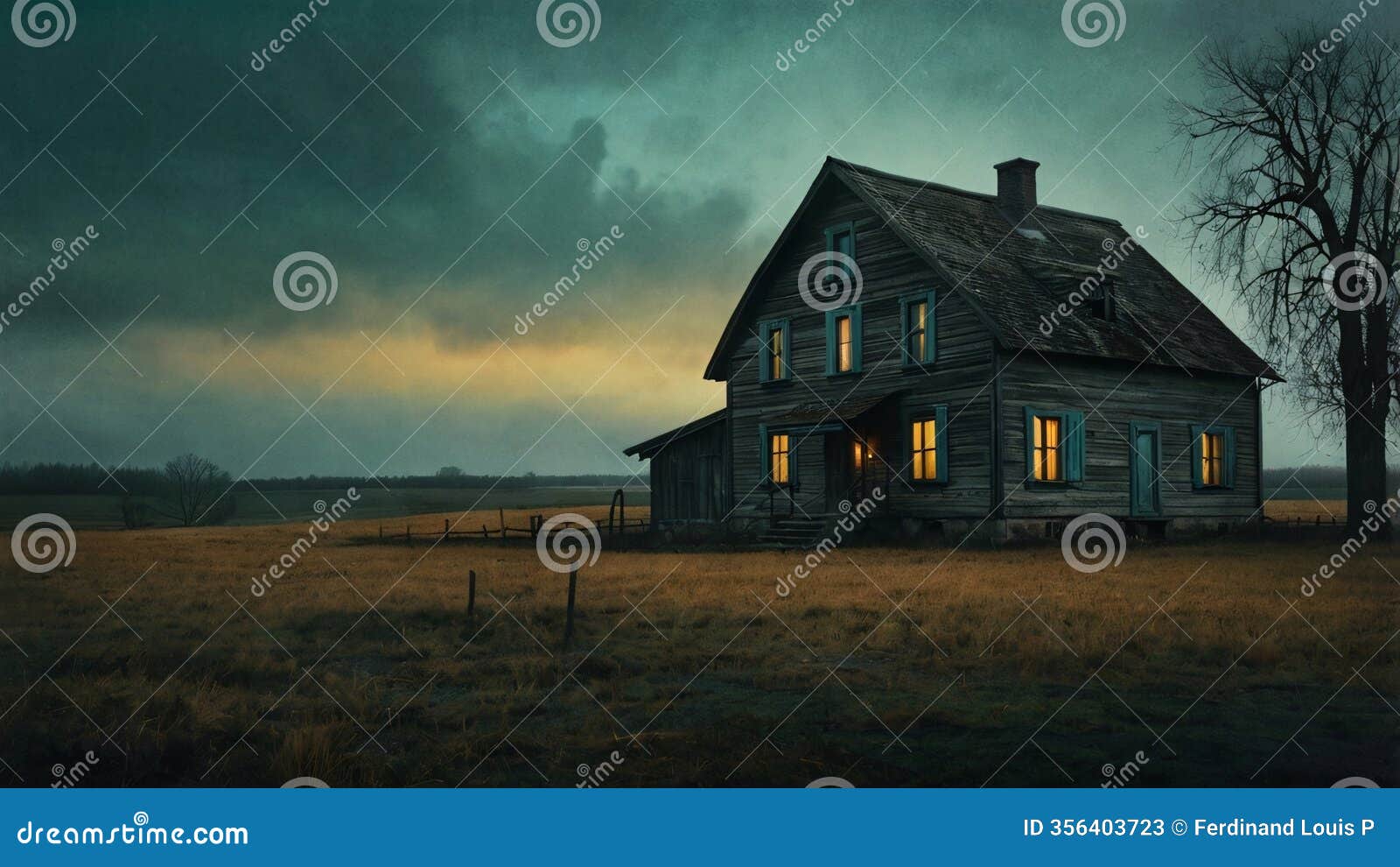Rustic Farmhouse at Dusk Wallpaper Stock Image - Image of dwelling ...