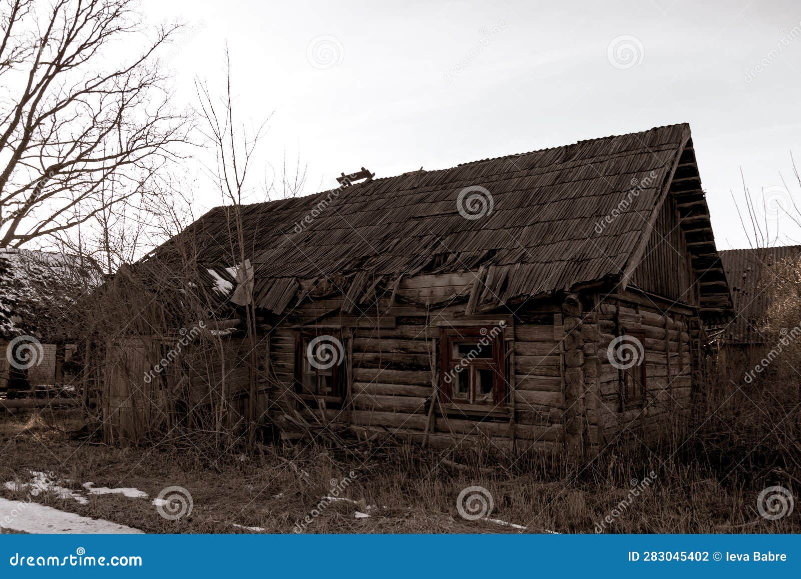 An Old Farmhouse. a Tree-broken Farmhouse Stock Photo - Image of ...