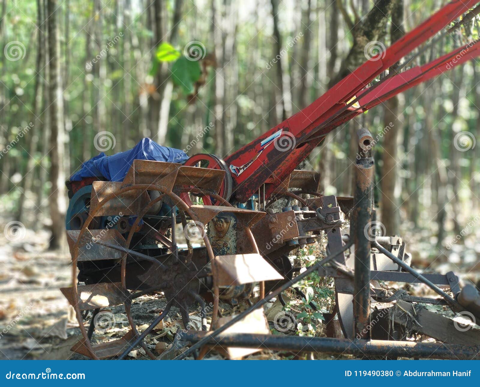Old Farming Machine in Forest Stock Photo - Image of forest, traktor ...