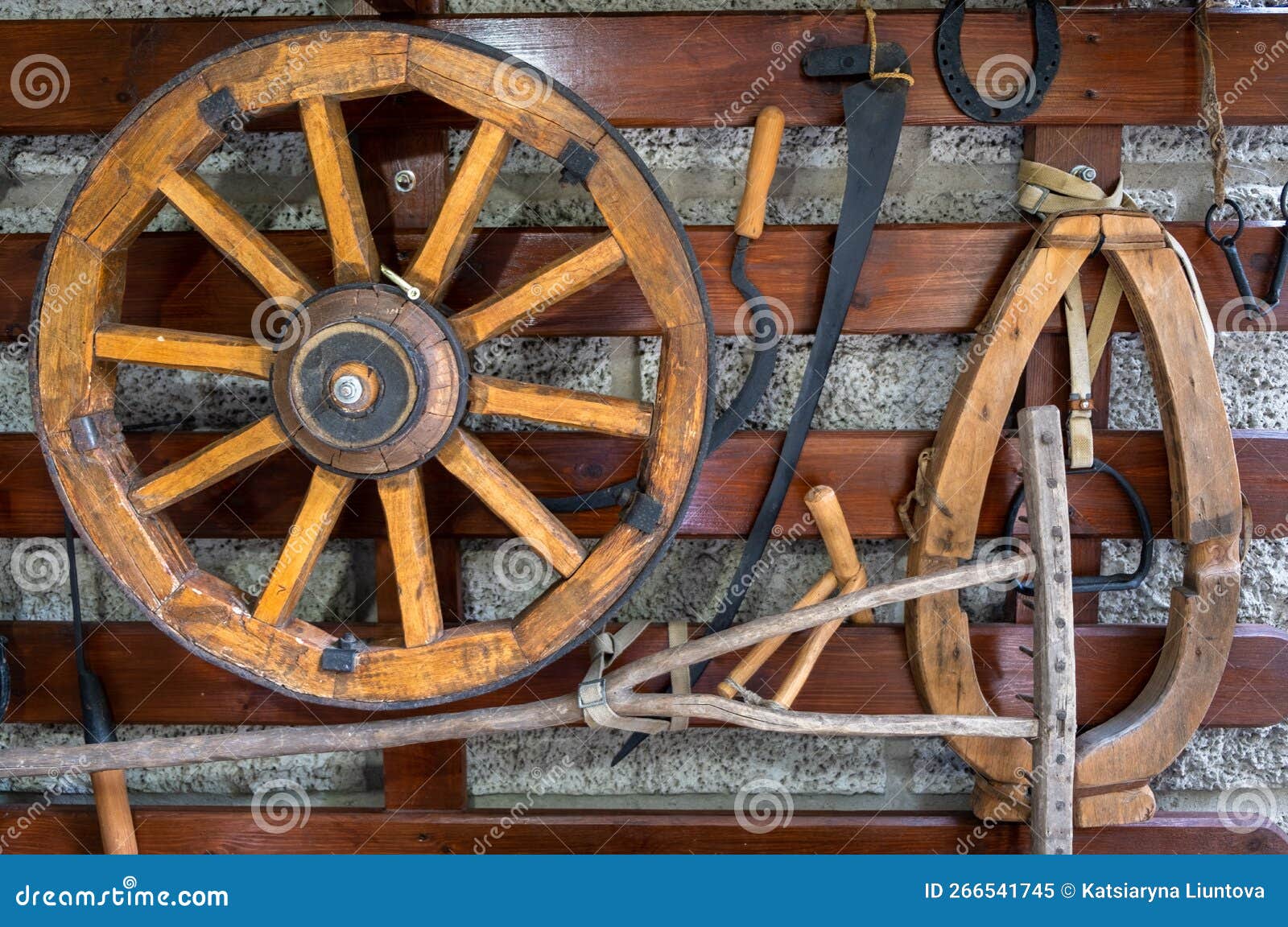 Old Farming Tools. Agriculture Equipment Retro Collection Stock Image ...