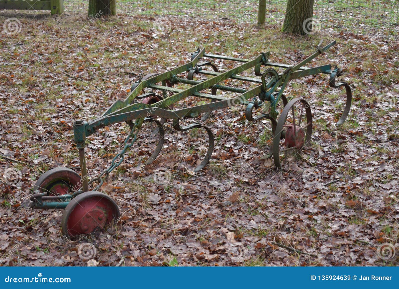 Old Farming Tools on the Ground Stock Image - Image of rusty, foliage ...