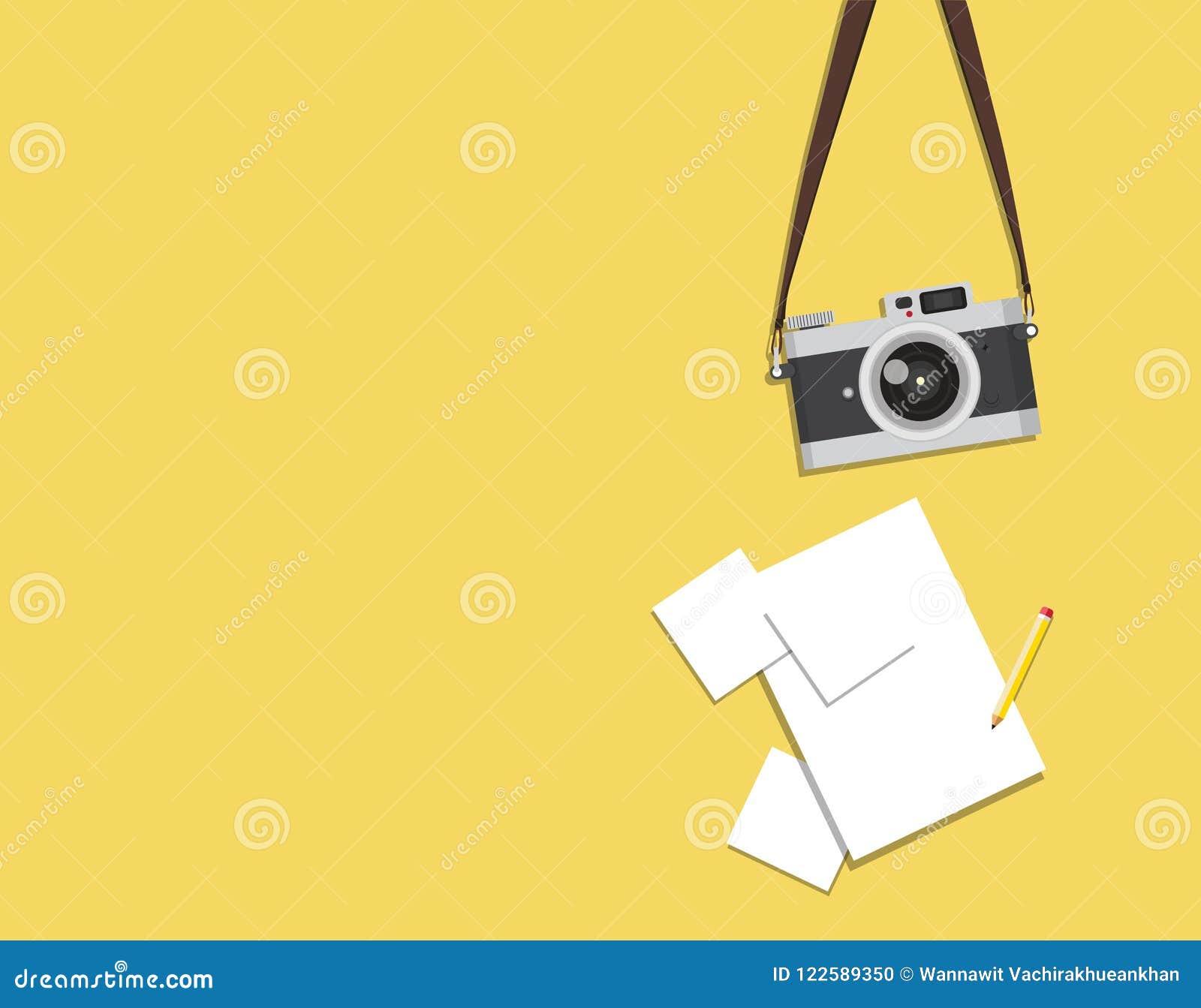 Old Fashion Vintage Camera with Paper Stock Vector - Illustration of ...