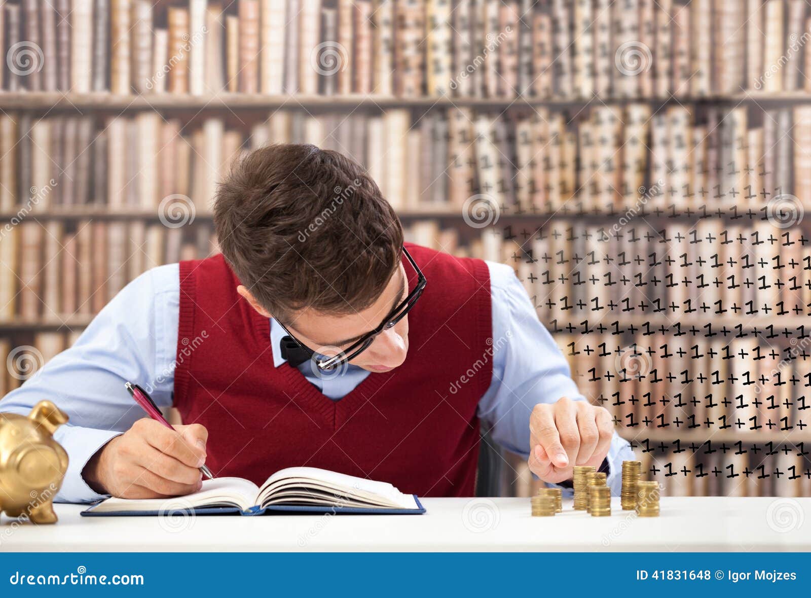 Old-fashioned accountant stock photo. Image of concentrated - 41831648