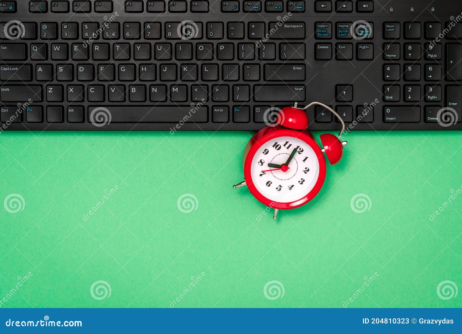 Old Fashioned Alarm Clock and Computer Keyboard Stock Image - Image of ...