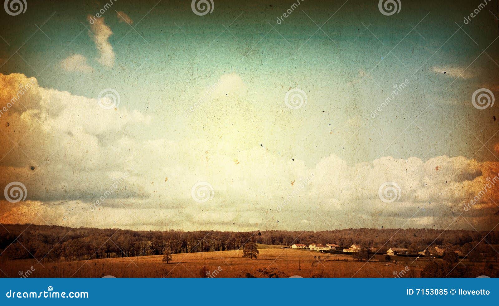 Old-fashioned Artistic Landscape Stock Image - Image of ancient, aged ...