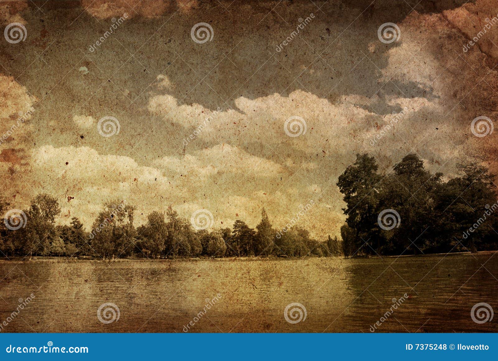 Old-fashioned Artistic Landscape Stock Photo - Image of ornate ...