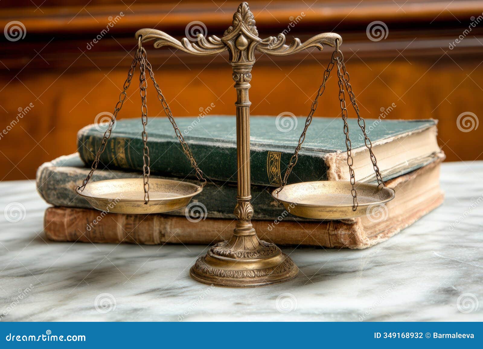 Old Fashioned Balance Scale beside a Stack of Law Books Stock Photo ...