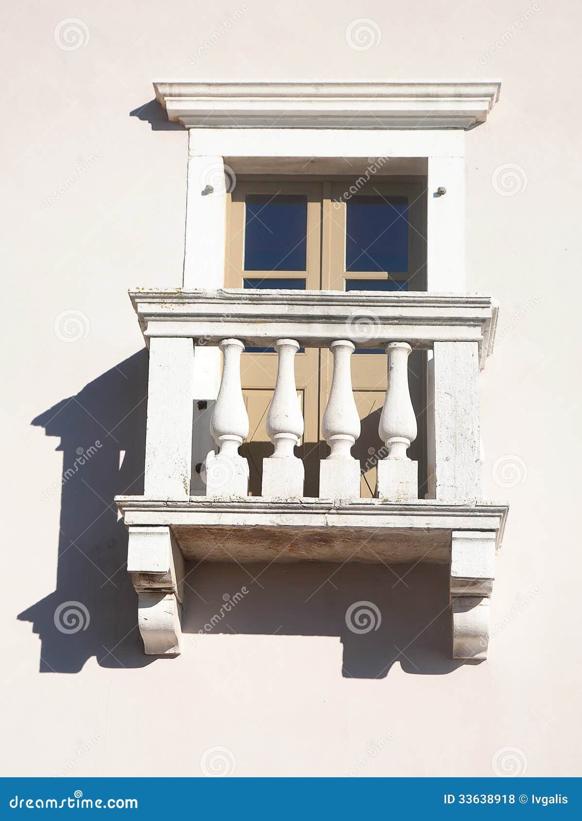Old-fashioned Balcony With A Bright Colorful Railing. Stock Image ...