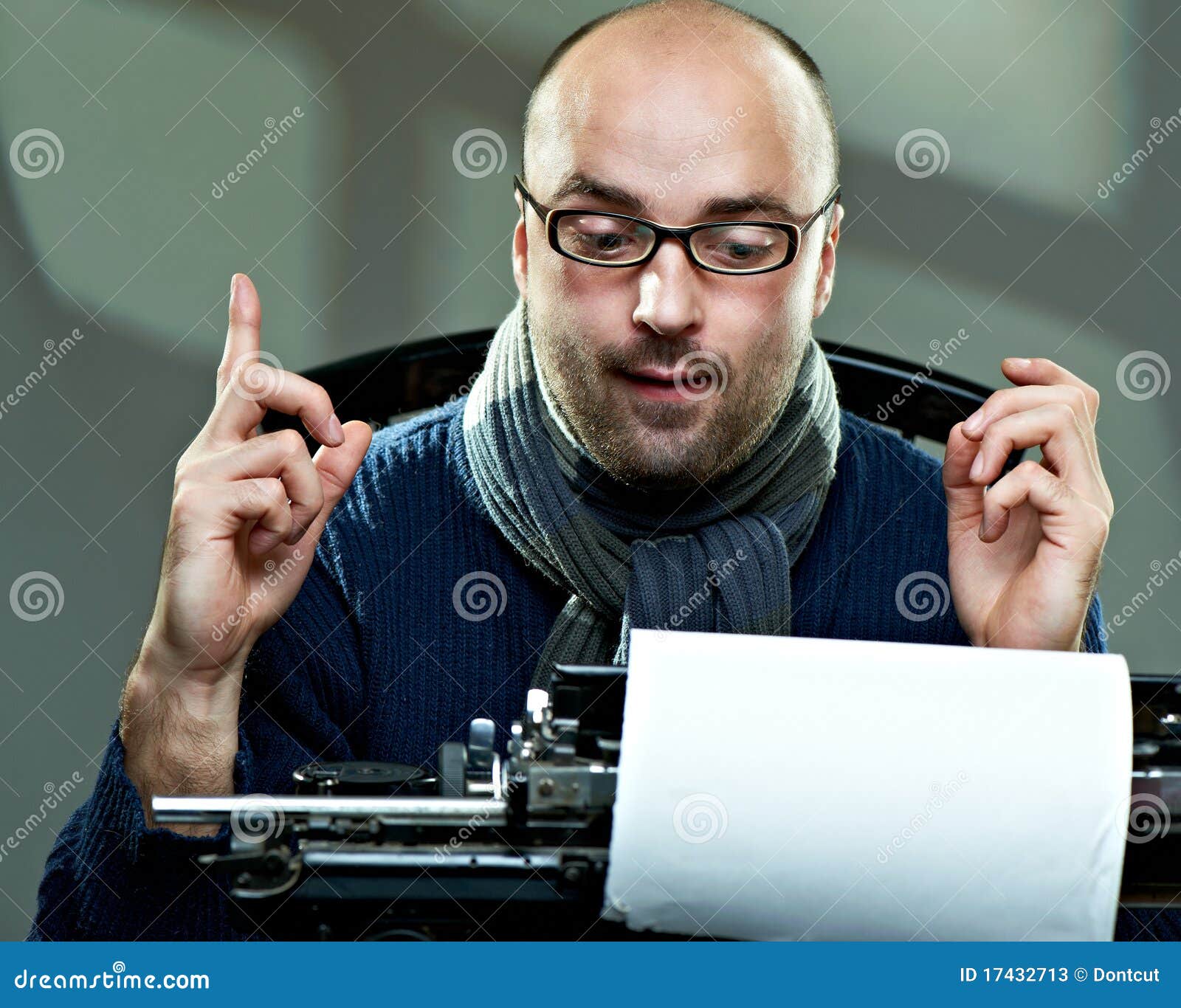 Old Fashioned Bald Writer in Glasses Stock Image - Image of isolated ...