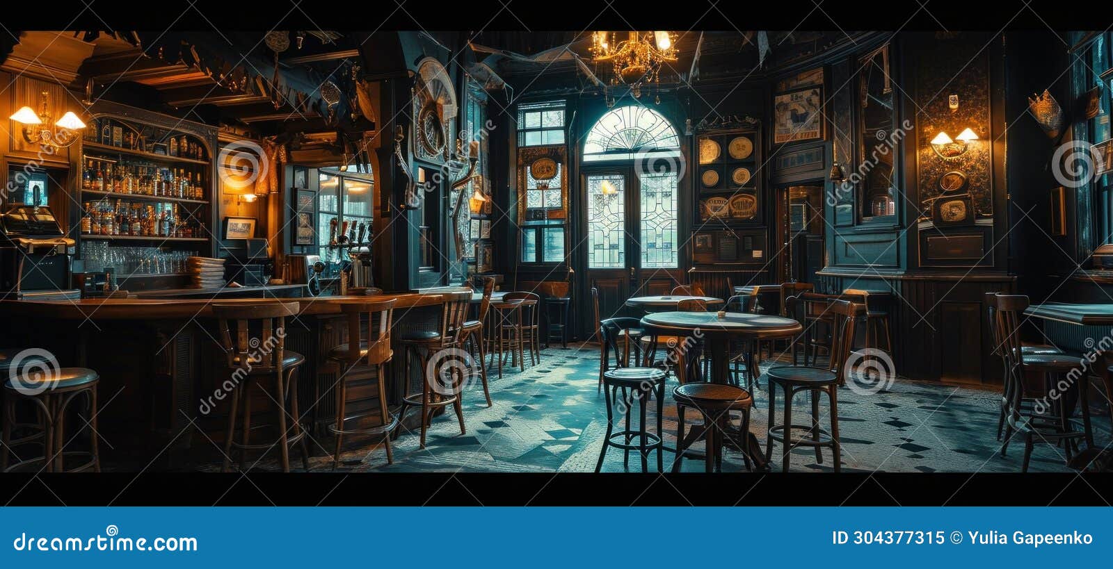 An Old Fashioned Bar with Tables and Chairs. Stock Image - Image of ...