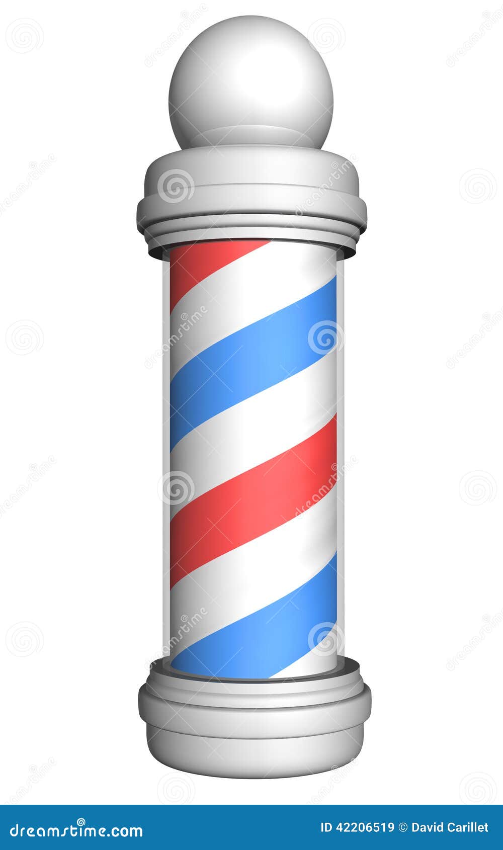Old-fashioned Barber Pole with Red, White, and Blue Stripes Rendered in ...