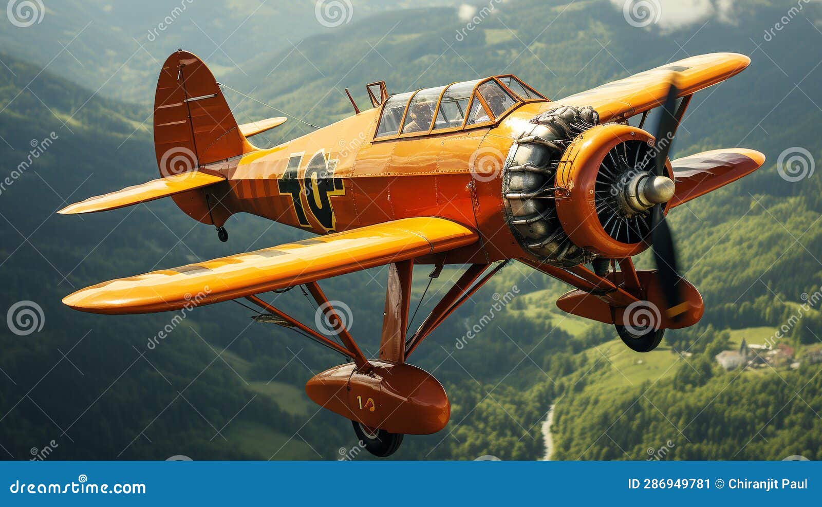 An Old Fashioned Biplane Performing a Stunt Mid Air Stock Image - Image ...