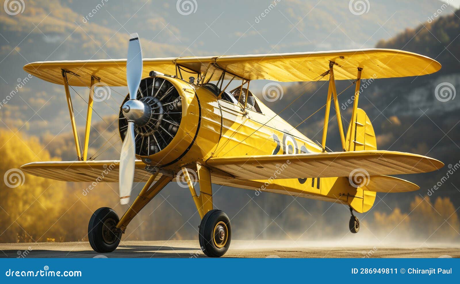 An Old Fashioned Biplane Performing a Stunt Mid Air Stock Illustration ...