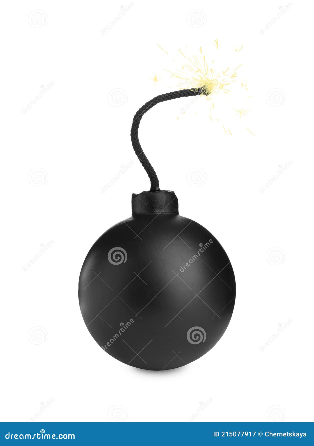 Old Fashioned Black Bomb with Lit Fuse on White Background Stock Image ...